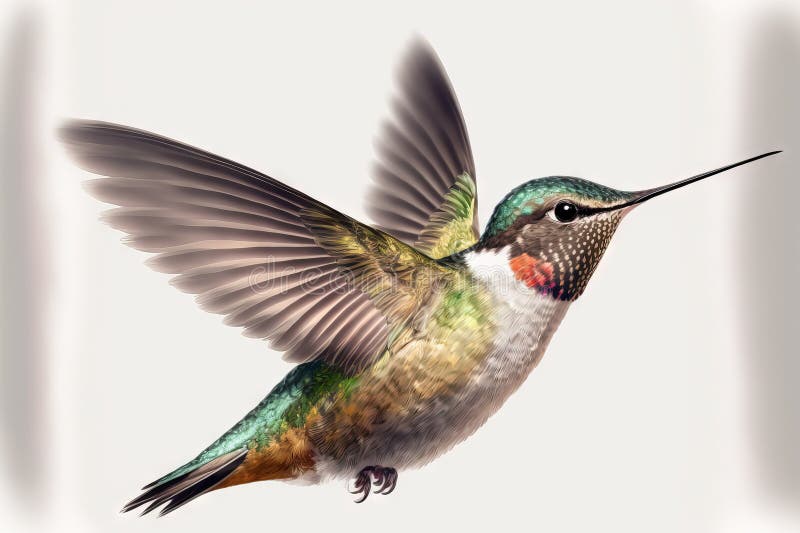 Flying Female Ruby Throated Hummingbird Stock Illustration ...