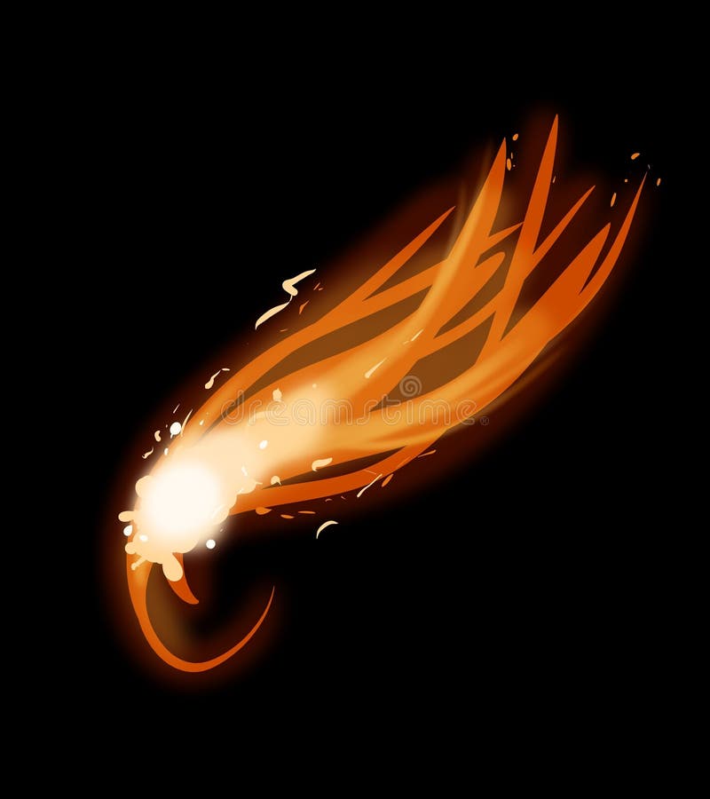 Flying Fire Comet with Flashes Illustration Stock Illustration ...