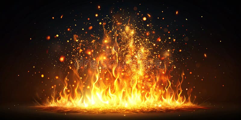 Flying Fire Sparks Glowing Upwards Stock Illustration - Illustration of ...