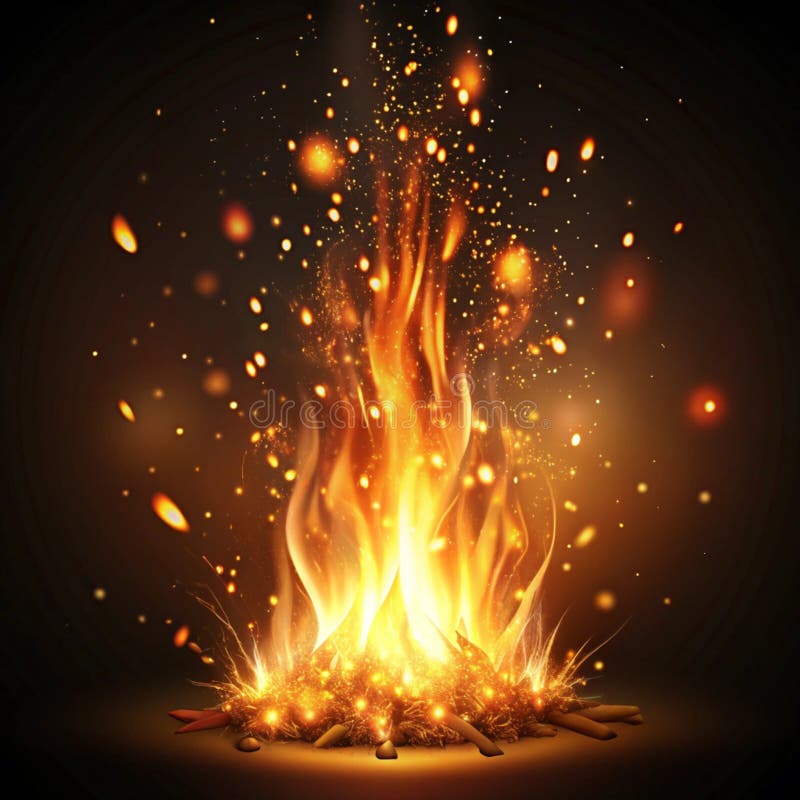 Flying Fire Sparks Glowing Upwards Stock Illustration - Illustration of ...
