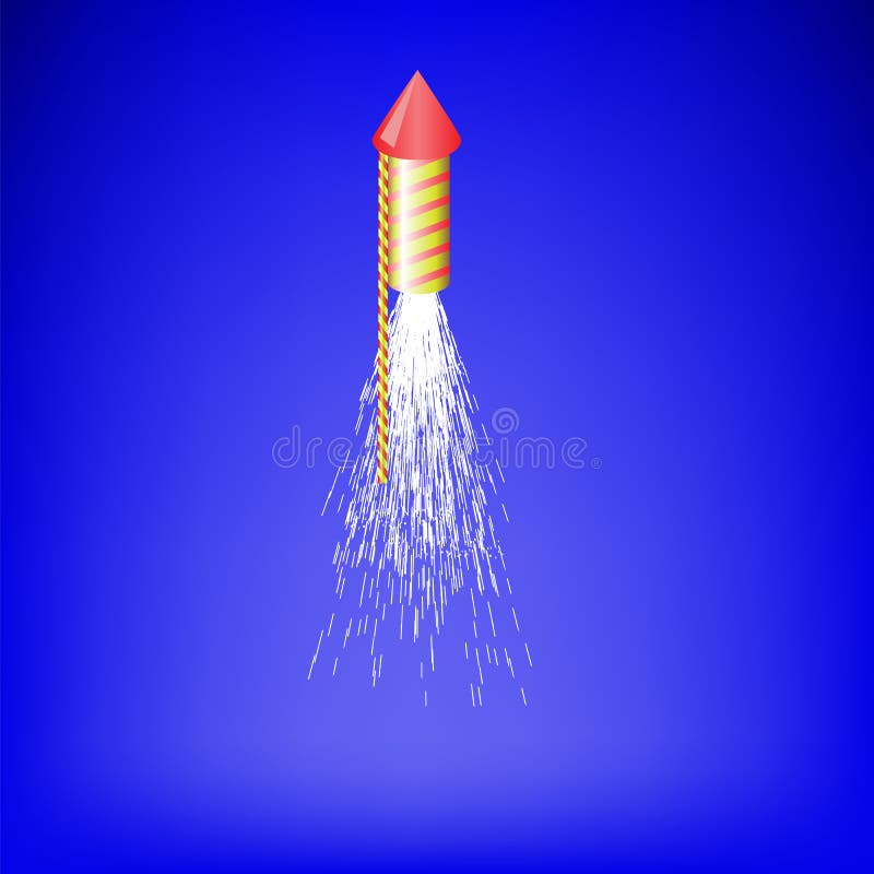 Flying Firework. Burning Petard Stock Illustration - Illustration of ...