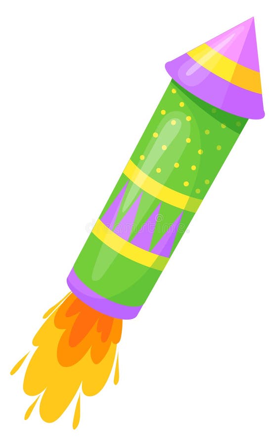 Flying Firework Rocket. Cartoon Flying Pyrotechnics Icon Stock ...