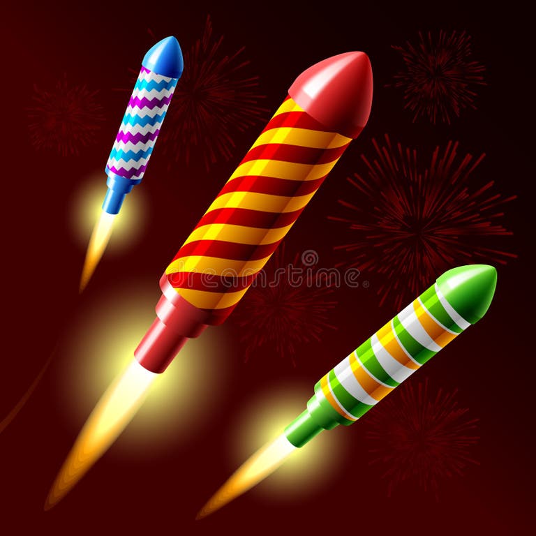 Flying fireworks rocket stock vector. Illustration of carnival - 11901616