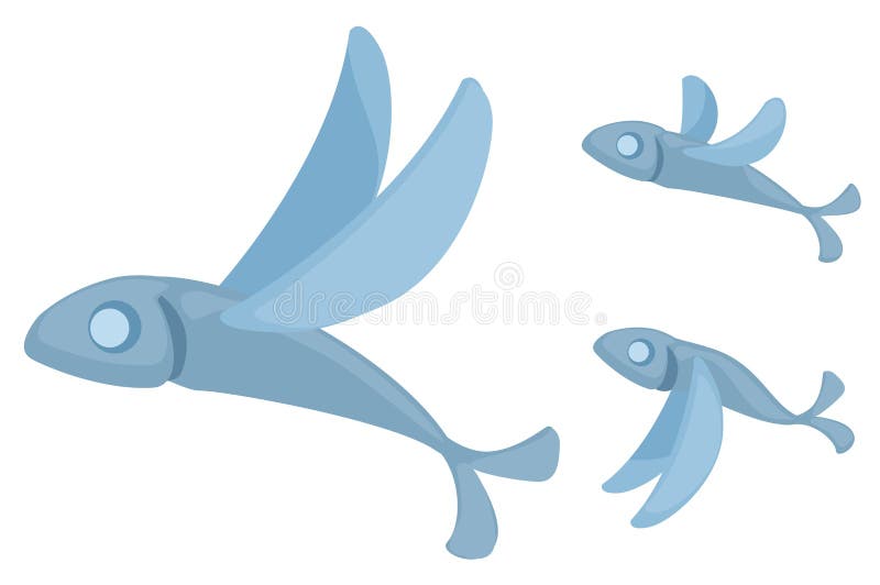 Flying Fish Cartoon Design Element Stock Vector - Illustration of ...