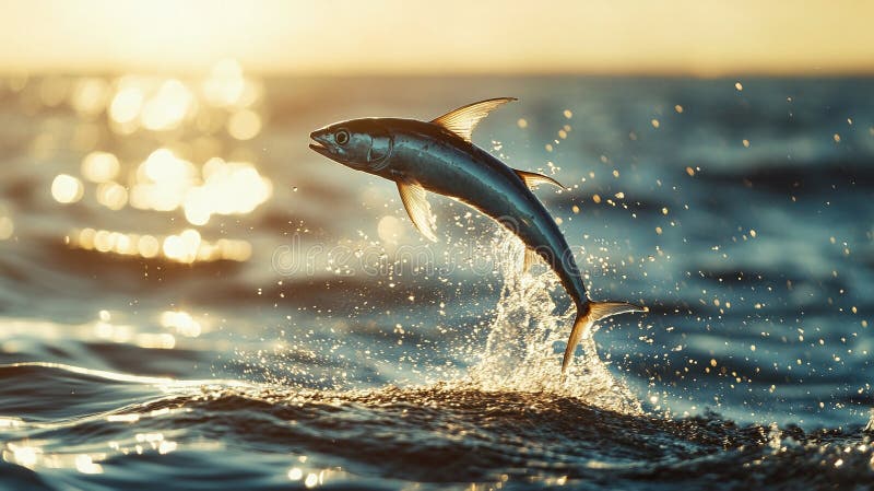 A Flying Fish Leaping Out of the Water Stock Illustration ...