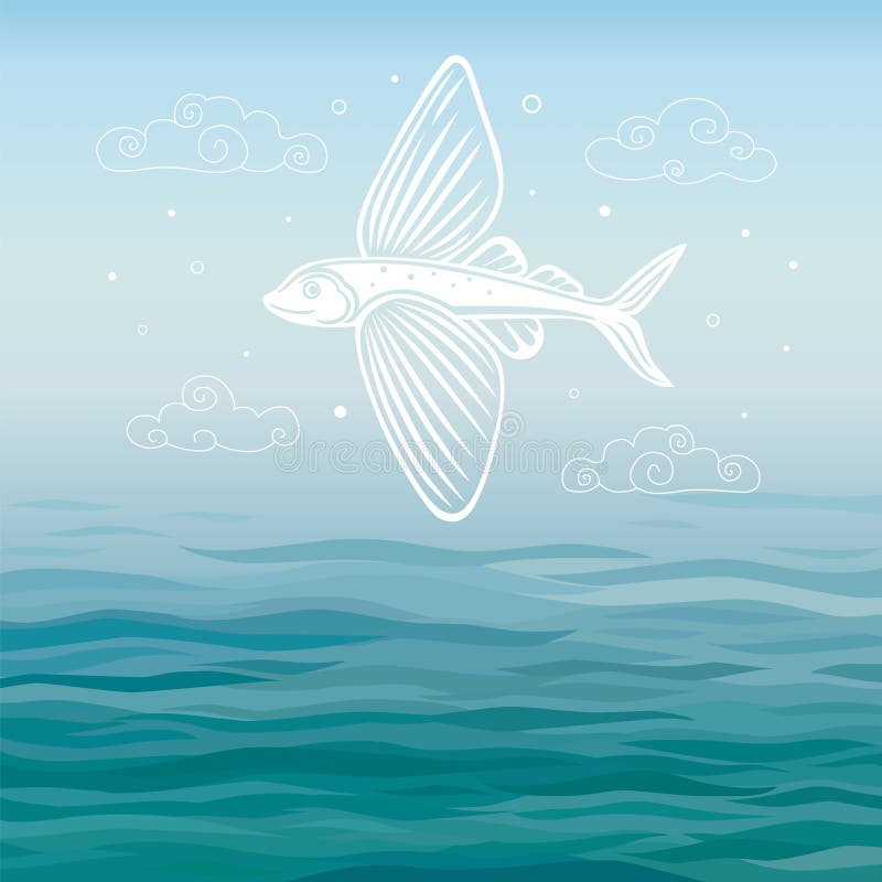 Flying fish stock vector. Illustration of black, graphic - 28733259