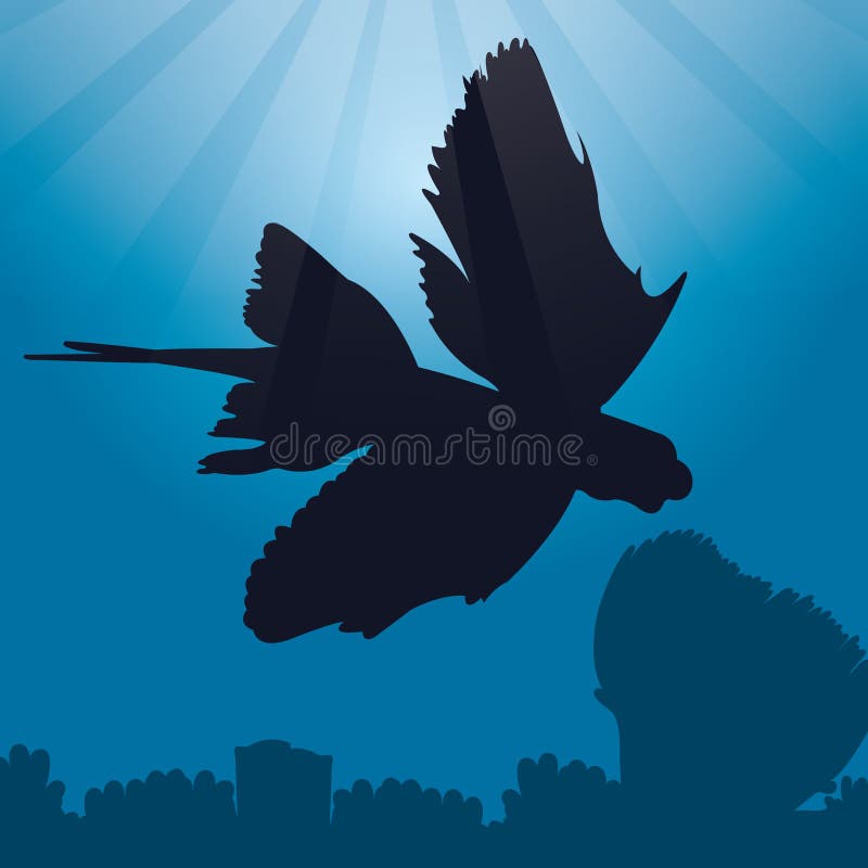 Flying Fish Silhouette. Vector Illustration Decorative Design Stock ...