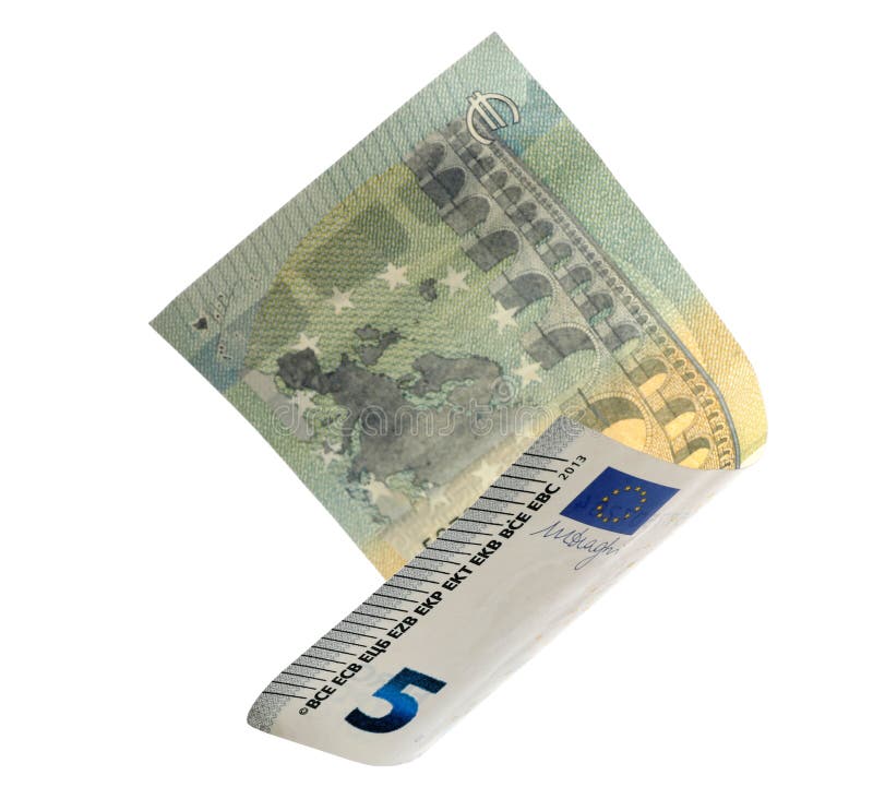 Flying Five Euro Banknote Isolated Stock Image - Image of invest ...