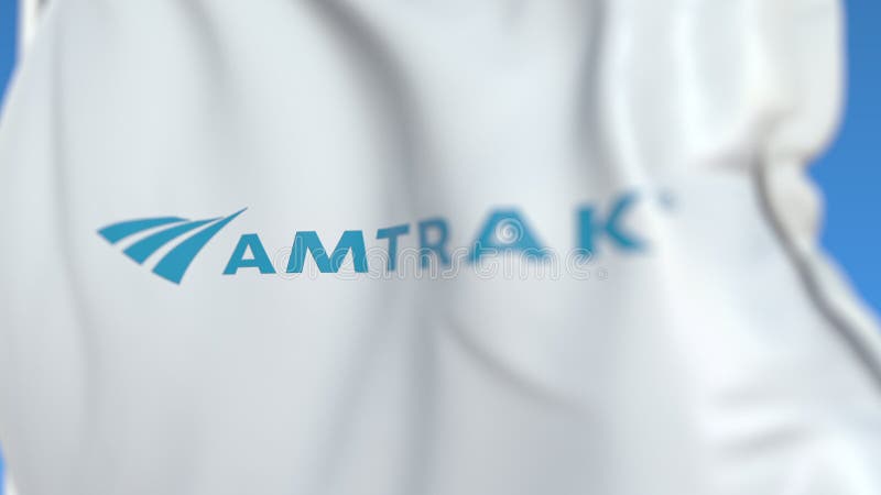 Flying Flag with Amtrak Logo, Close-up. Editorial 3D Rendering ...