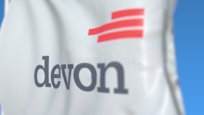 Flying Flag with Devon Energy Logo, Close-up. Editorial 3D Rendering ...