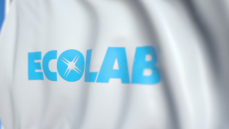 Flying Flag with Ecolab Logo, Close-up. Editorial Loopable 3D Animation ...