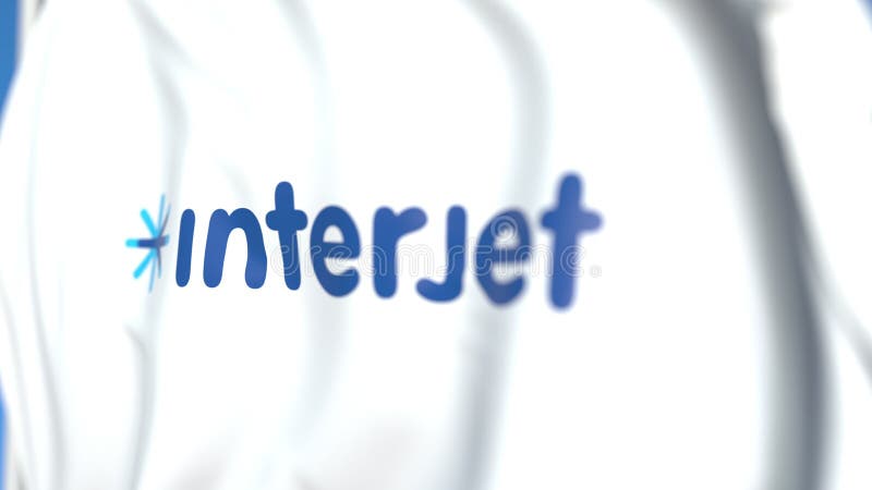 Flying Flag with Interjet Logo, Close-up. Editorial 3D Rendering Editorial Stock Image ...