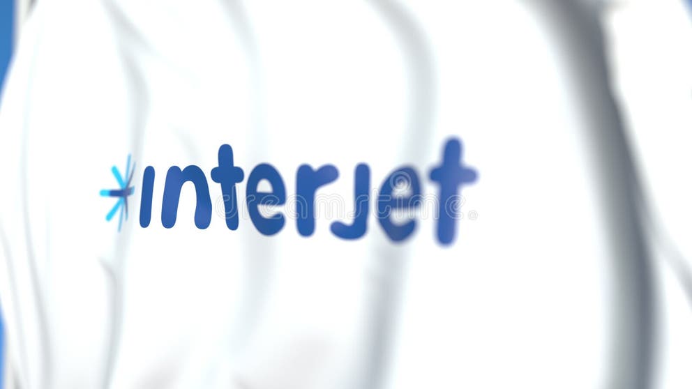 Flying Flag with Interjet Logo, Close-up. Editorial 3D Rendering ...