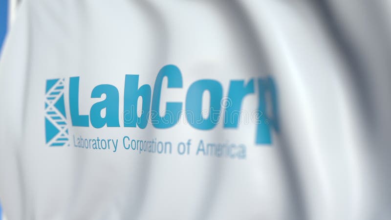 Flying Flag with Labcorp Logo, Close-up. Editorial Loopable 3D ...