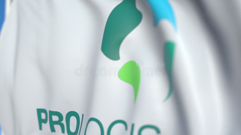Flying Flag with Prologis Logo, Close-up. Editorial Loopable 3D ...