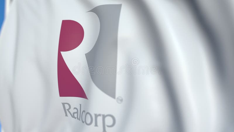 Flying Flag with Ralcorp Logo, Close-up. Editorial Loopable 3D ...