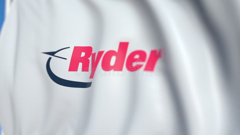 Flying Flag with Ryder Logo, Close-up. Editorial Loopable 3D Animation ...