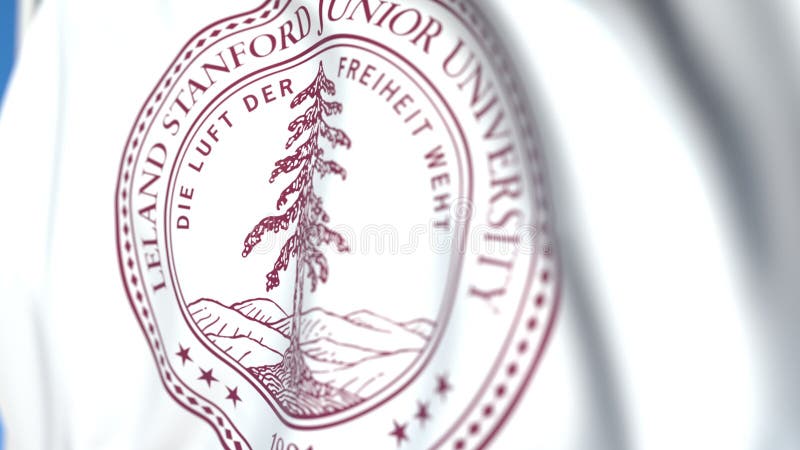 Flying Flag with Stanford University Emblem, Close-up. Editorial ...