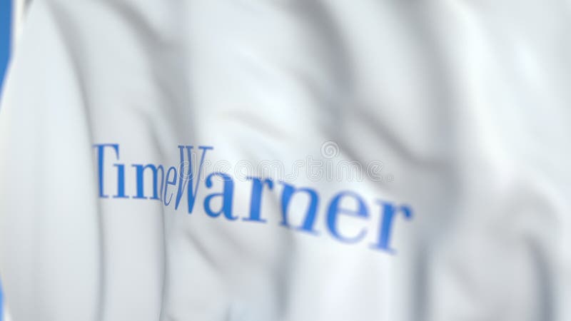 Flying Flag with Time Warner Logo, Close-up. Editorial 3D Rendering ...