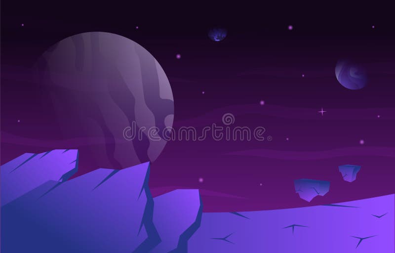 Flying Floating Rock Stone Planet Star Space Exploration Illustration ...