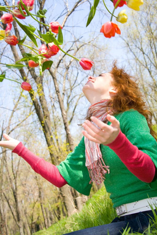 Flying flowers stock photo. Image of hand, person, happy - 9150310