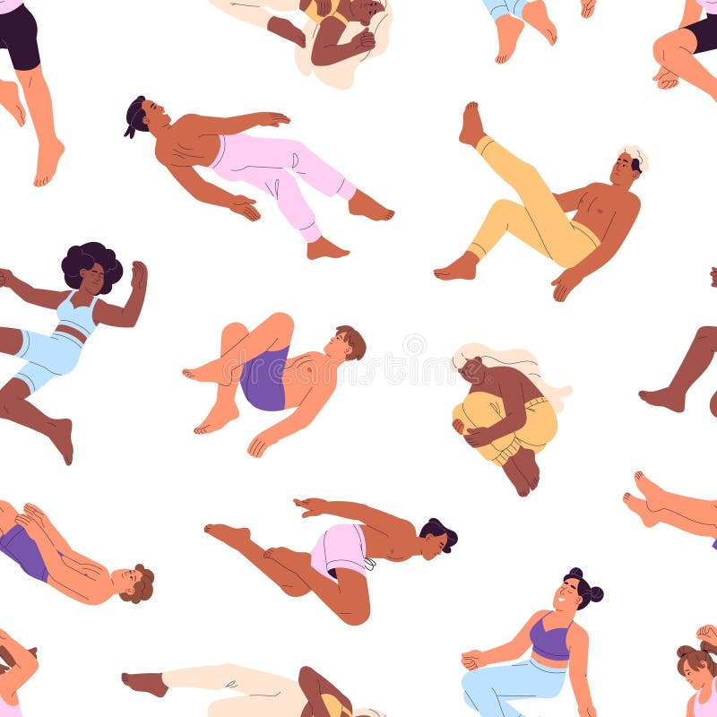 Flying, Free Floating People on Endless Background. Repeatable Pattern ...