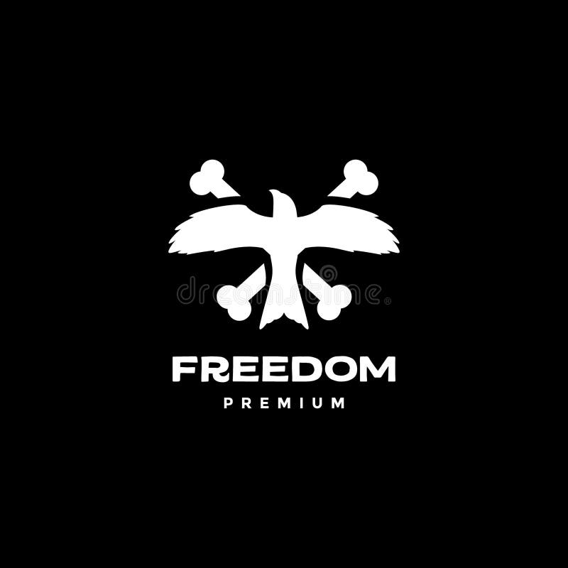 Flying Freedom Falcon Hawk Cross Bones Logo Design Vector Icon ...