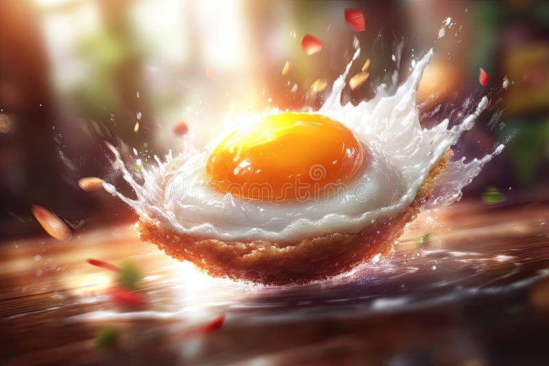 Flying Fried Egg in Air Generative AI Stock Illustration - Illustration ...