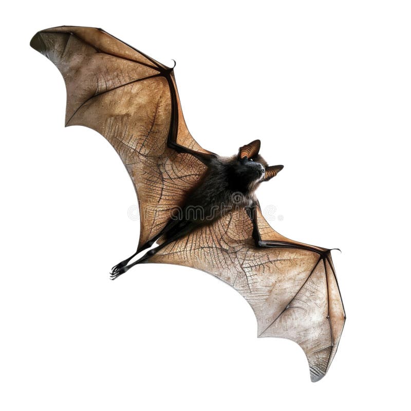 A Flying Fruit Bat with Spread Wings Stock Illustration - Illustration ...