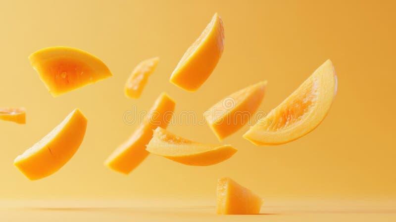 Flying Fruit Slices, Orange Slices in Air Stock Illustration ...