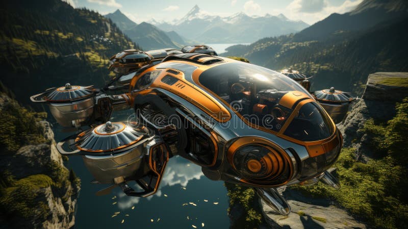 Flying Future Marvel. Created with Generative AI Stock Illustration ...