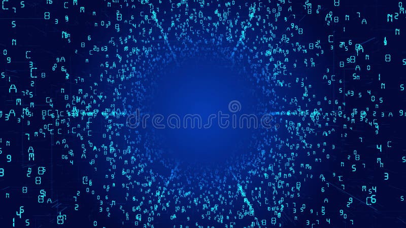 Flying into Futuristic Big Data Digital Tunnel Binary Code Particles Network Connection Motion ...