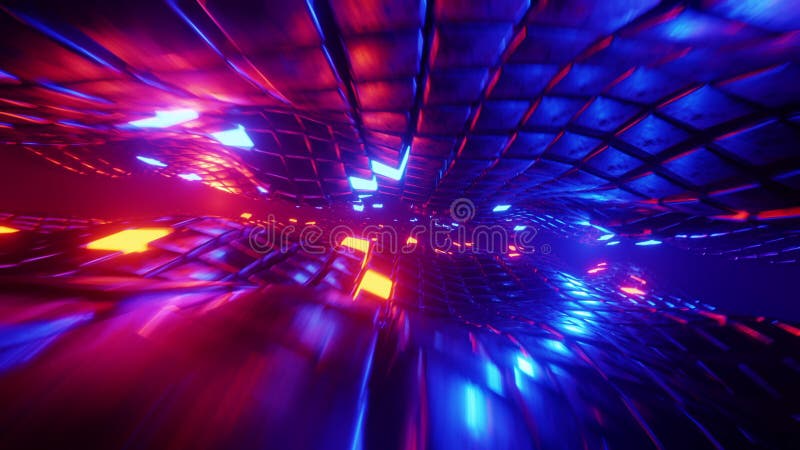 Flying through a Futuristic Tunnel with Neon Lights. Loop Animation 002 ...