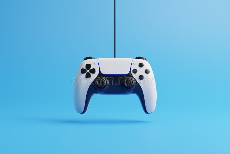 Flying Gamepad on a Blue Background with Copy Space Stock Illustration ...