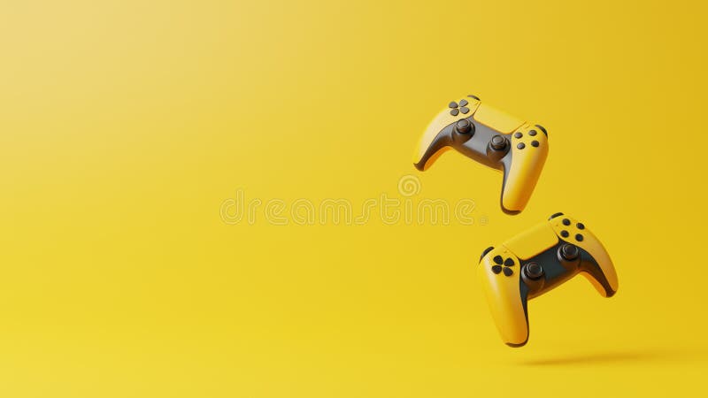 Flying Gamepad on a Yellow Background with Copy Space Stock ...
