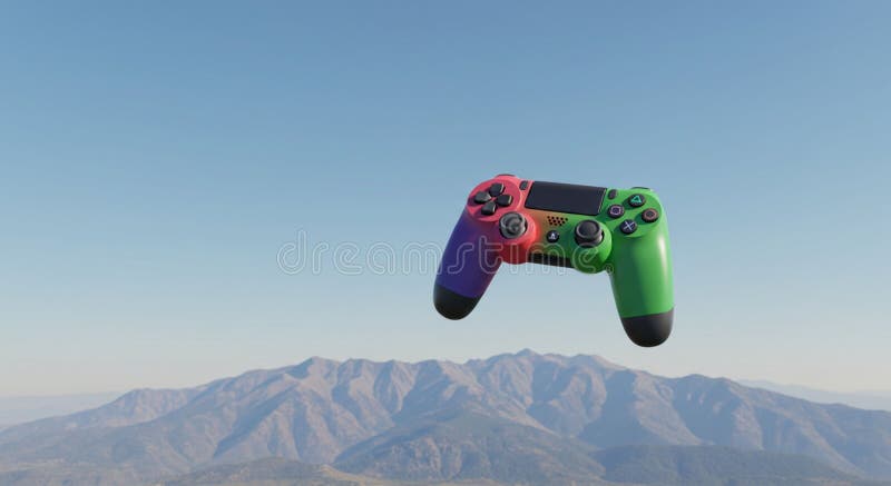 Flying Gaming Joystick in Mid-air Stock Illustration - Illustration of ...