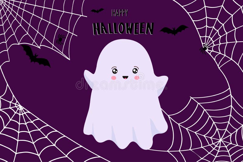 Flying Ghost Ghost Boo. Happy Halloween. the White Ghost. Flat Design ...