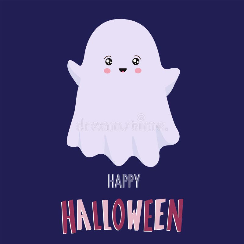 Flying Ghost Ghost Boo. Happy Halloween. the White Ghost. Flat Design ...