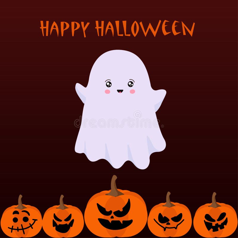 Flying Ghost Ghost Boo. Happy Halloween. the White Ghost. Flat Design ...