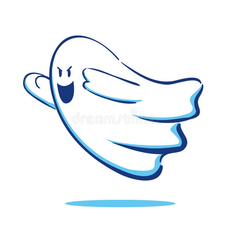 Flying Ghost Spirit Holding Board Boo. Happy Halloween. Scary and Cute ...