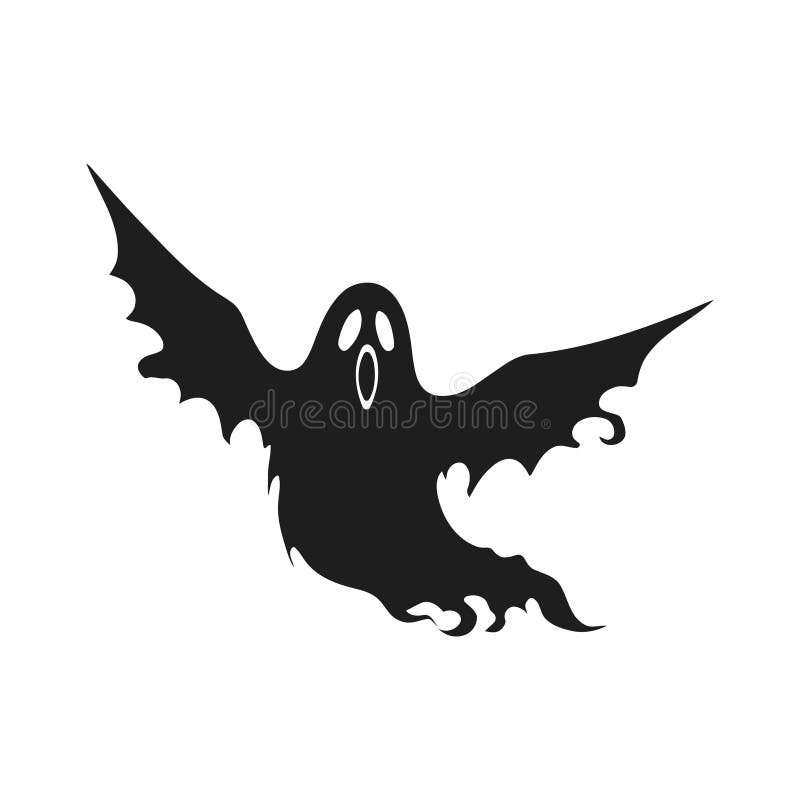 Screaming Flying Ghost Vector, Scary Halloween Spirit Silhouette with ...