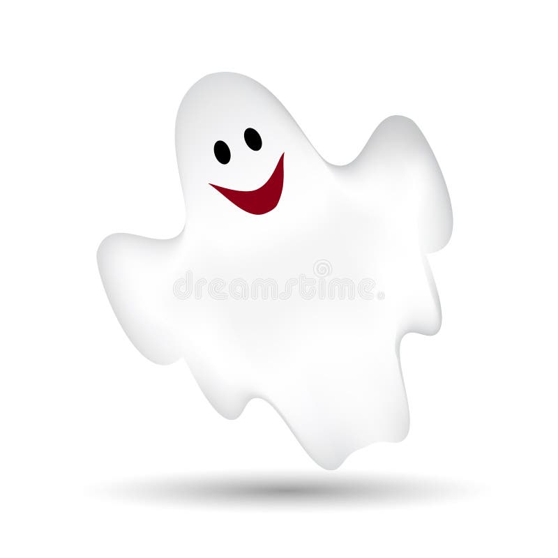 Funny Flying Ghost. Smiling and Sad Face with Tooth. Happy Halloween ...