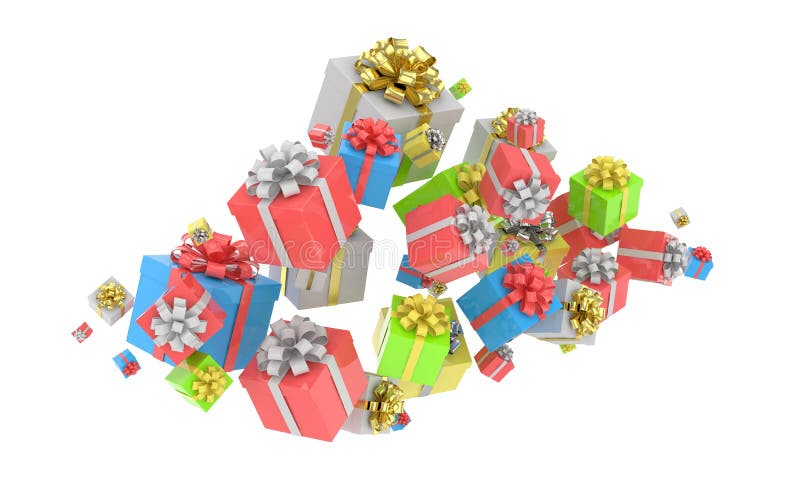Flying Gift Boxes. 3d Rendering. Stock Illustration - Illustration of ...