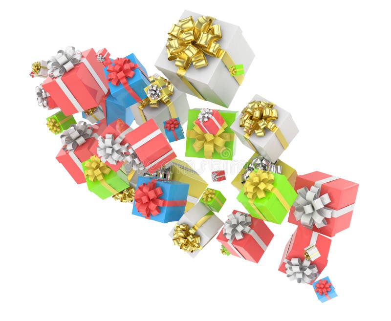 Flying gift boxes stock illustration. Illustration of christmas - 63206139