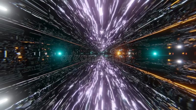 Flying through Glowing Sci-fi Hyperspace Tunnel Vj Loop Stock Video ...