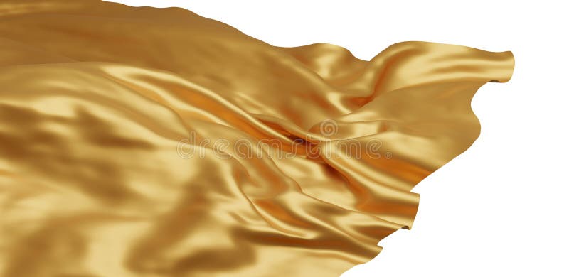 Flying Gold Cloth Isolated on White Background 3D Render Stock ...