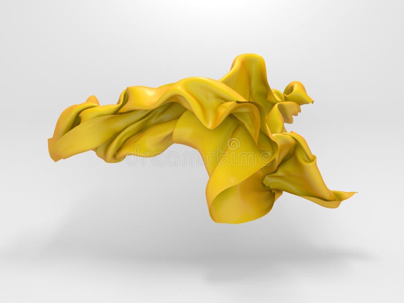 Flying Golden Silk Fabric. Design Element Stock Illustration ...