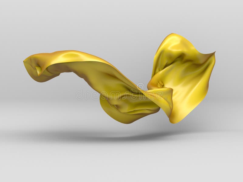 Flying Golden Silk Fabric. Design Element Stock Illustration ...