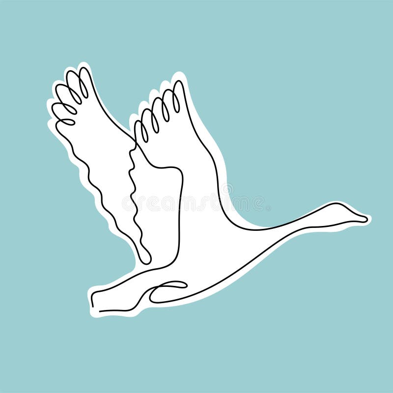Flying Goose One Line Vector Illustration Stock Vector - Illustration ...