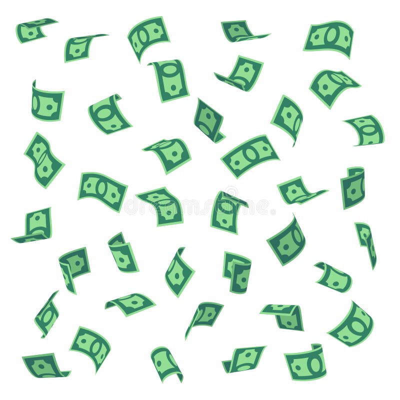 Flying Green Cartoon Banknotes Stock Vector - Illustration of banknote ...